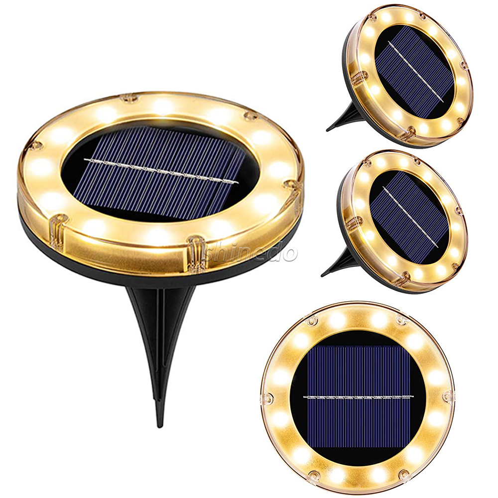 Solar Ground Lights, 18 LED Solar Powered Disk Ground Light Waterproof ...